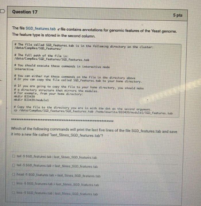 Solved The file SGD_features.tab a fio contains annatationa | Chegg.com