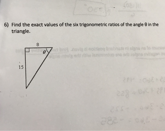 Solved 6) Find the exact values of the six trigonometric | Chegg.com