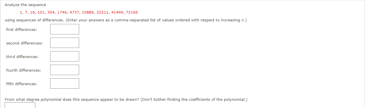 Solved From what deqree polynomial does this sequence appear | Chegg.com