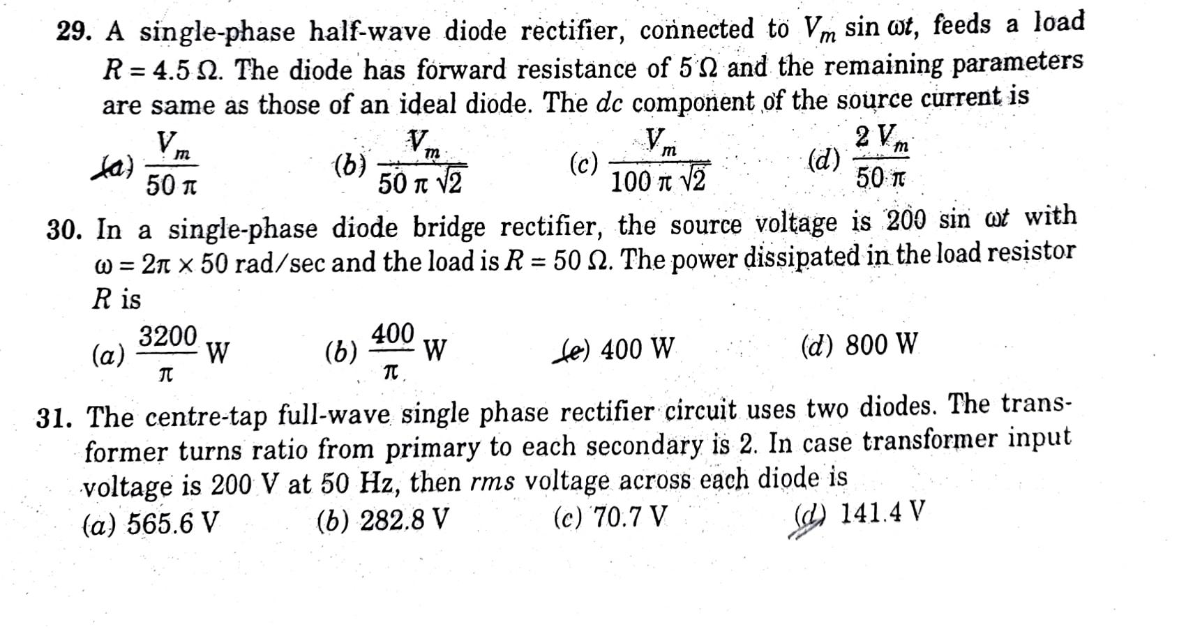 Solved 29 A Single Phase Half Wave Diode Rectifier 3548