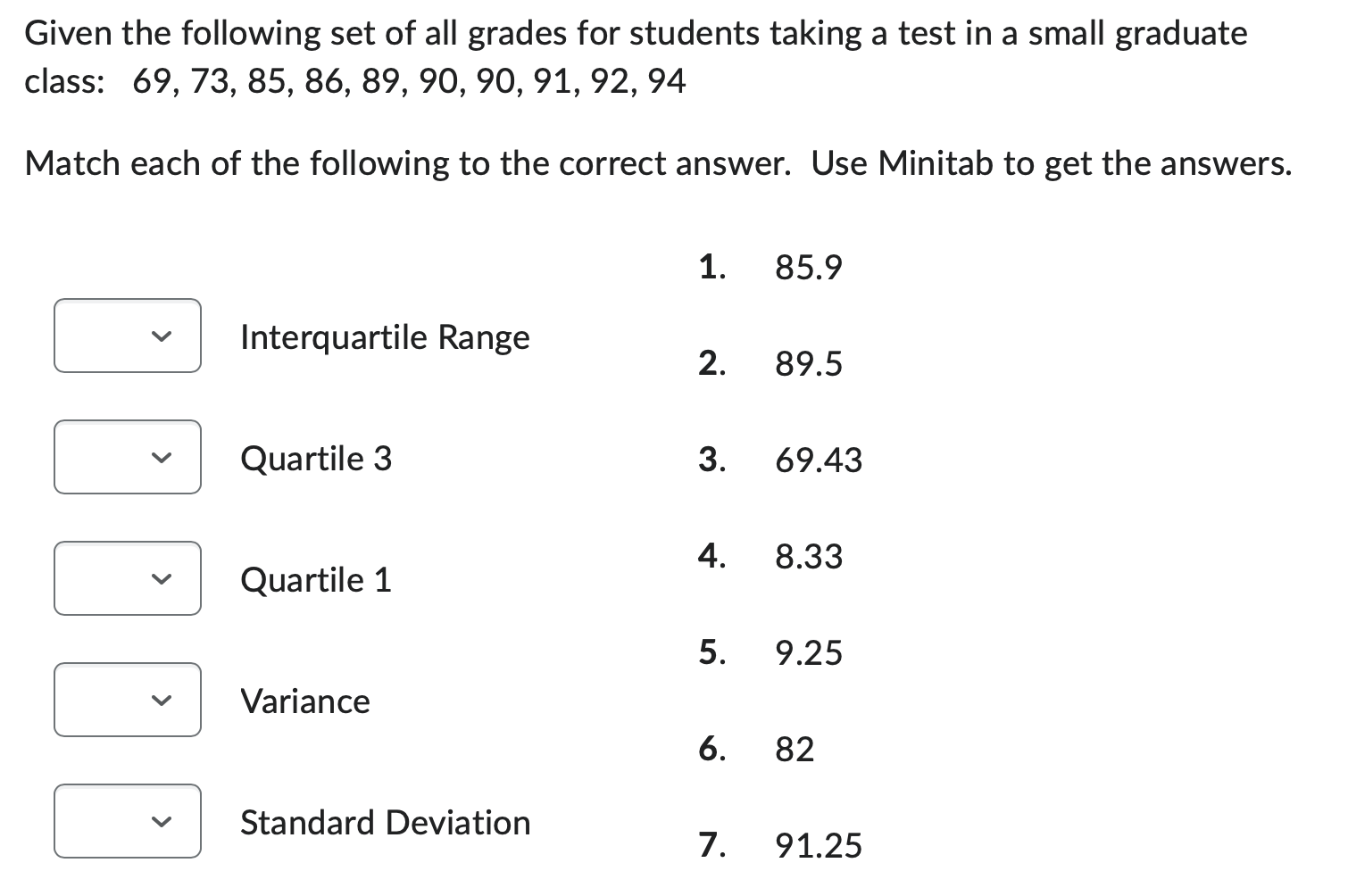 Solved Given the following set of all grades for students | Chegg.com