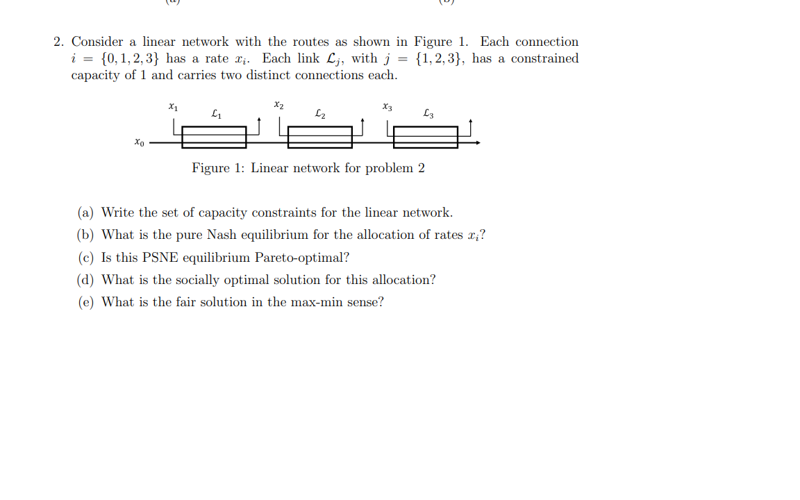 Solved 2. Consider a linear network with the routes as shown | Chegg.com