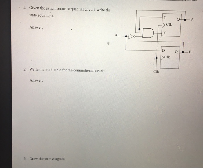 Solved 1. Given the synchronous sequential circuit, write | Chegg.com