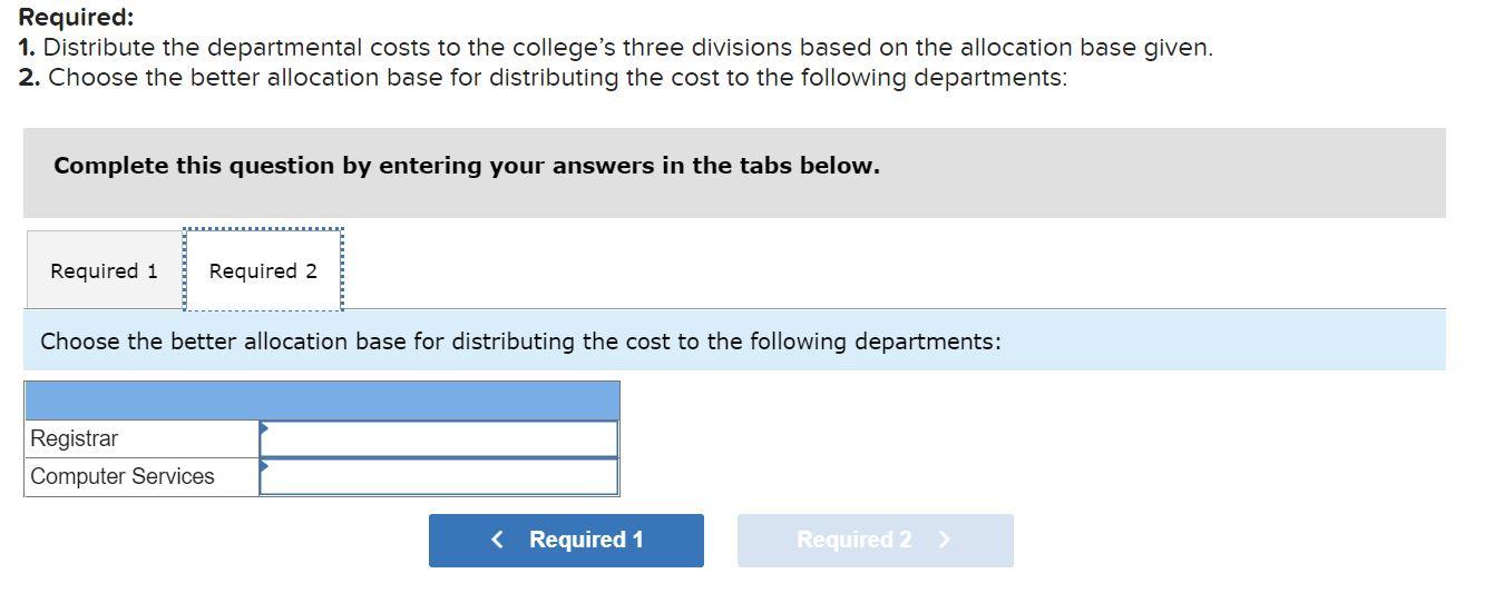 Solved Exercise 12-31 Cost Allocation in a College (LO 12-4) | Chegg.com