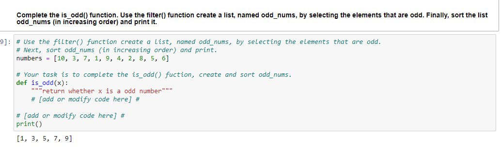 Solved Complete the is_odd() function. Use the filter() | Chegg.com