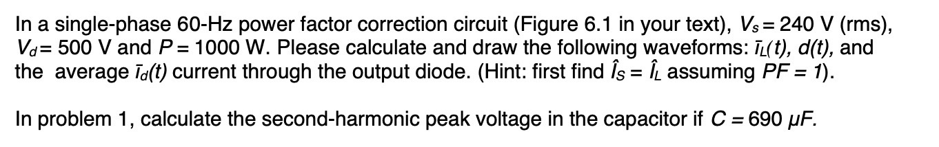Solved In a single-phase 60-Hz ﻿power factor correction | Chegg.com