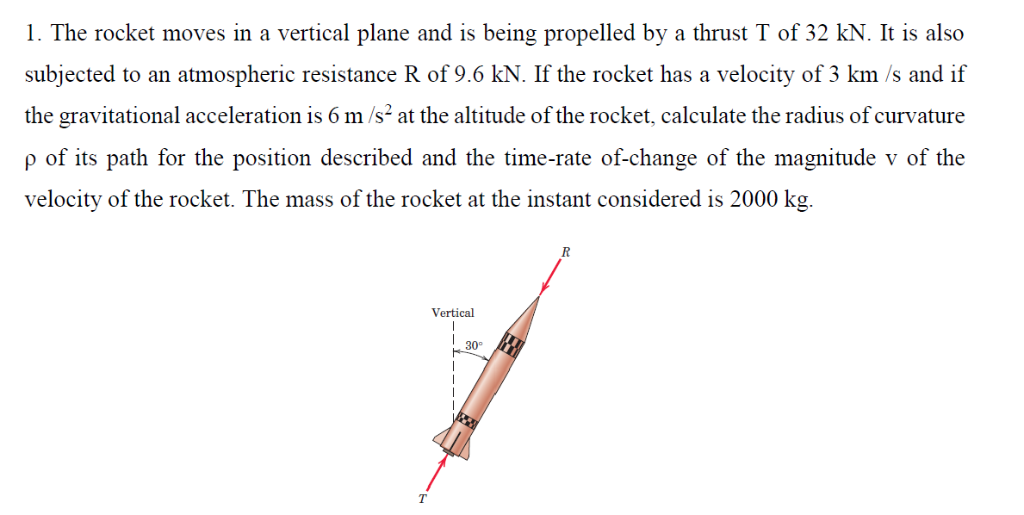 Solved 1. The rocket moves in a vertical plane and is being | Chegg.com