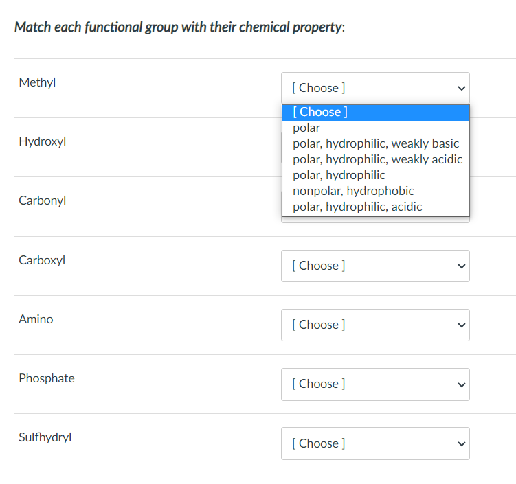 Solved Match each functional group with their chemical | Chegg.com