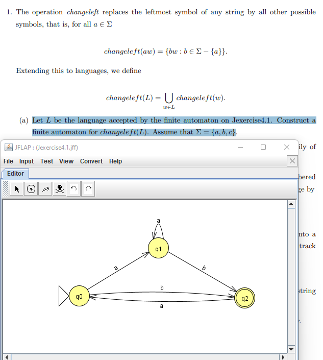 Solved 1. The operation changeleft replaces the leftmost | Chegg.com