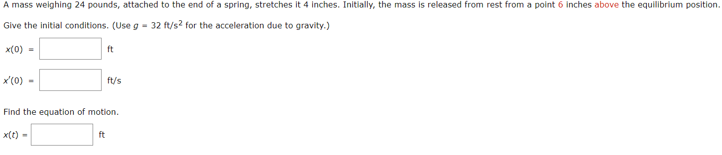 Solved g=32fts2 ﻿for the acceleration due to | Chegg.com