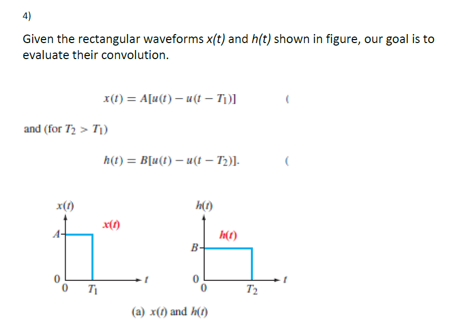 Solved Given the rectangular waveforms x(t) and h(t) shown | Chegg.com