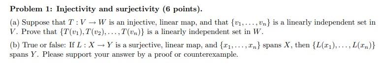 Solved Problem 1: Injectivity and surjectivity (6 points). | Chegg.com