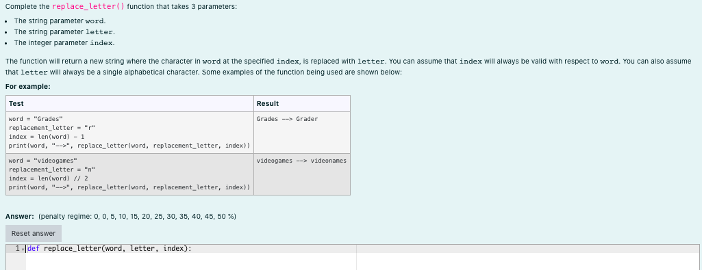 Solved Complete the replace_letter() function that takes 3 | Chegg.com