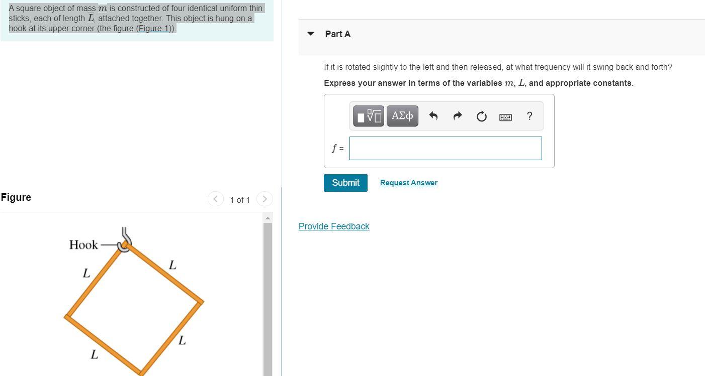 Solved A square object of mass m is constructed of four | Chegg.com
