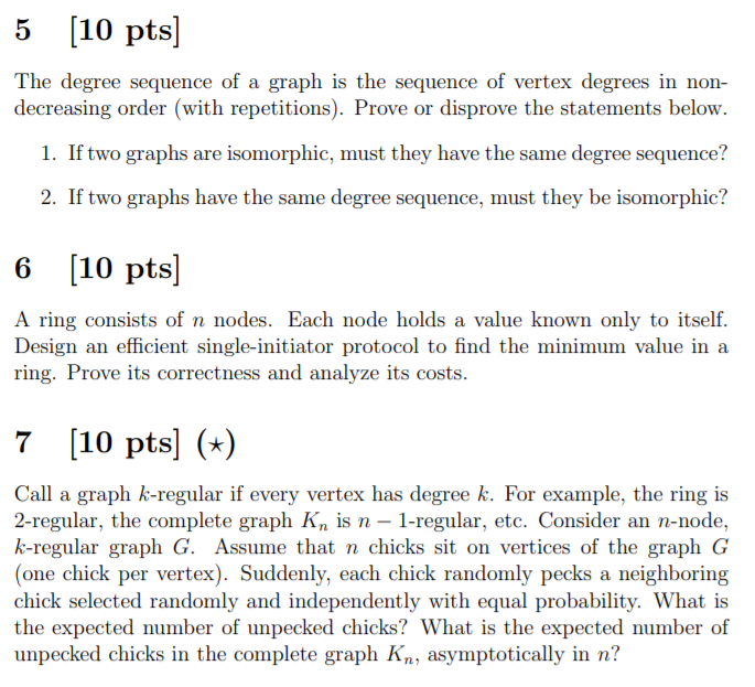 Solved 10 pts] The degree sequence of a graph is the | Chegg.com