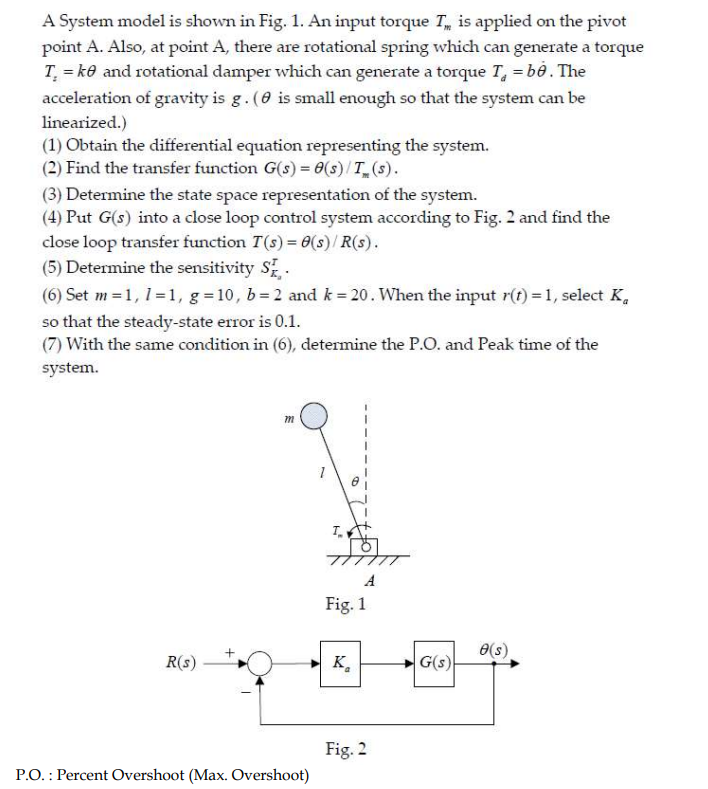Solved A System model is shown in Fig. 1 . An input torque | Chegg.com