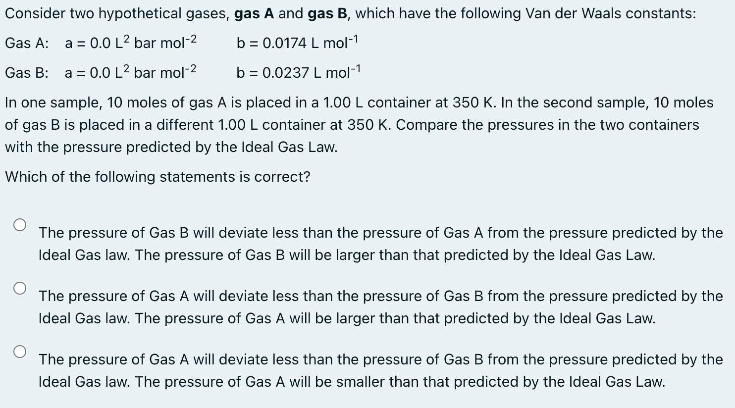 Solved Consider two hypothetical gases, gas A and gas B, | Chegg.com