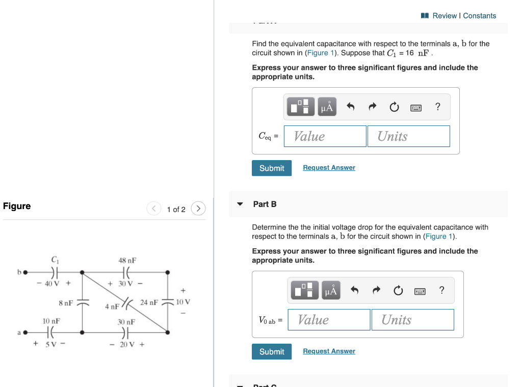Solved Review Constants Find the equivalent capacitance with | Chegg.com