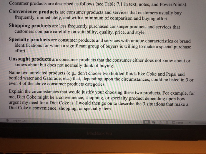 Solved Consumer products are described as follows (see Table | Chegg.com