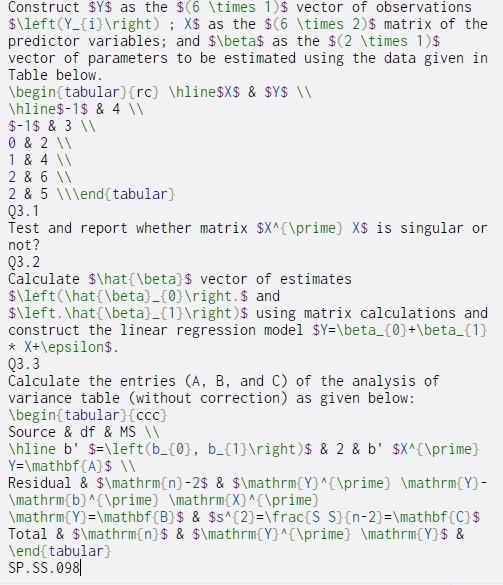 Solved Construct $y$ as the $(6 \times 1 $ vector of | Chegg.com