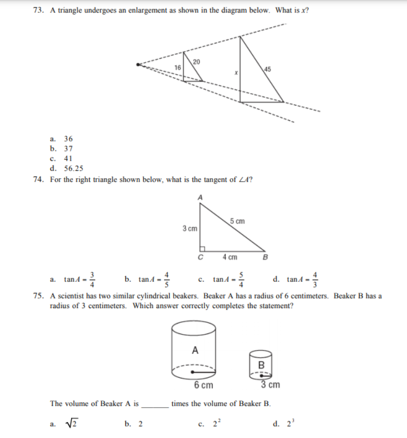 Solved 73. A triangle undergoes an enlargement as shown in | Chegg.com
