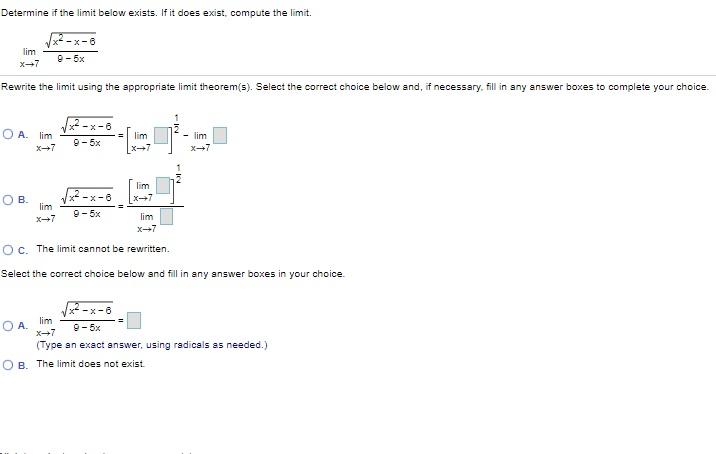 Solved Determine If The Limit Below Exists If It Does