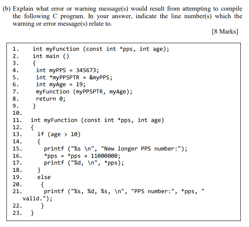 Solved (b) Explain what error or warning message(s) would | Chegg.com