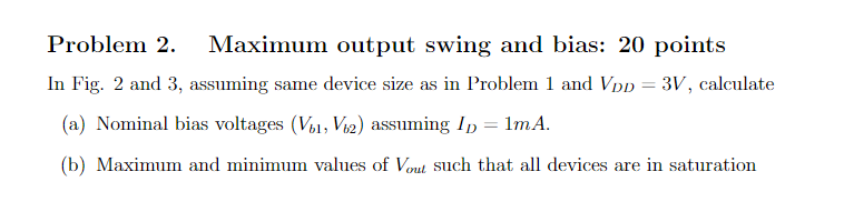 NMOS: W = 10um, L = 0.5um, Kon = 14041A/V2, tor = | Chegg.com