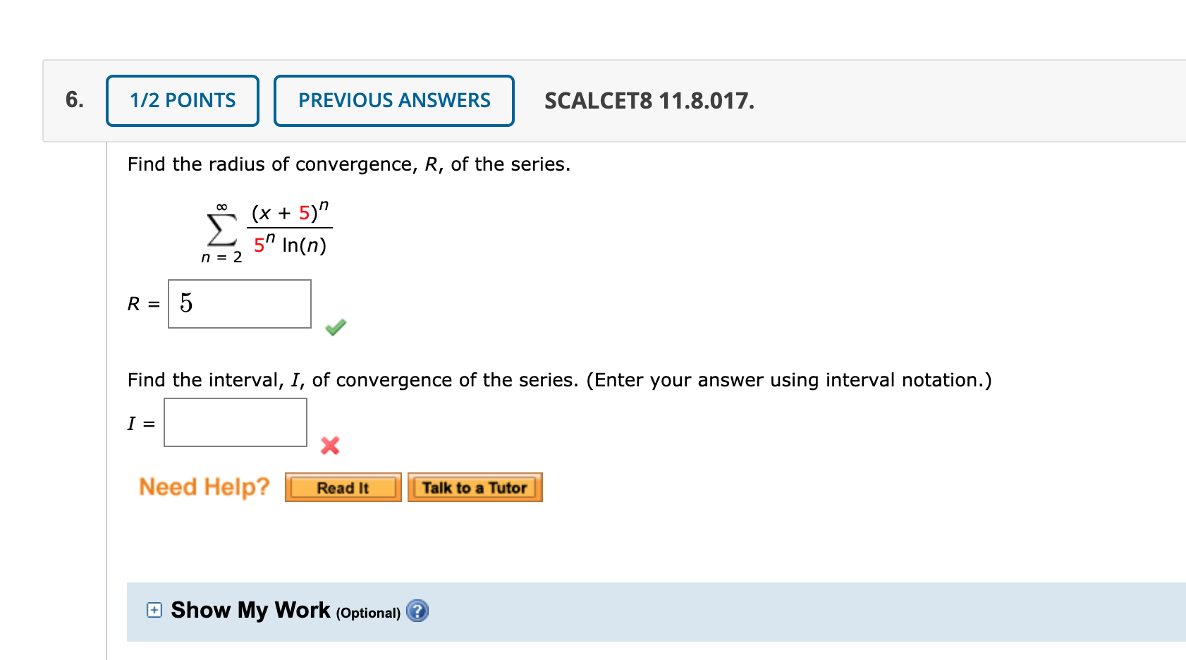 Solved 6. 1/2 POINTS || PREVIOUS ANSWERS SCALCET8 11.8.017. | Chegg.com