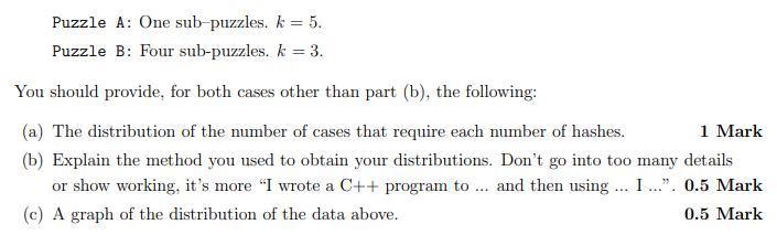 Solved Puzzle A: One sub-puzzles. k=5. Puzzle B: Four | Chegg.com
