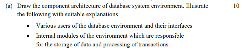 Solved (a) Draw the component architecture of database | Chegg.com