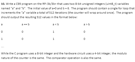 Solved 10. Write a C99 program on the RPi 3b/3b+ that uses | Chegg.com