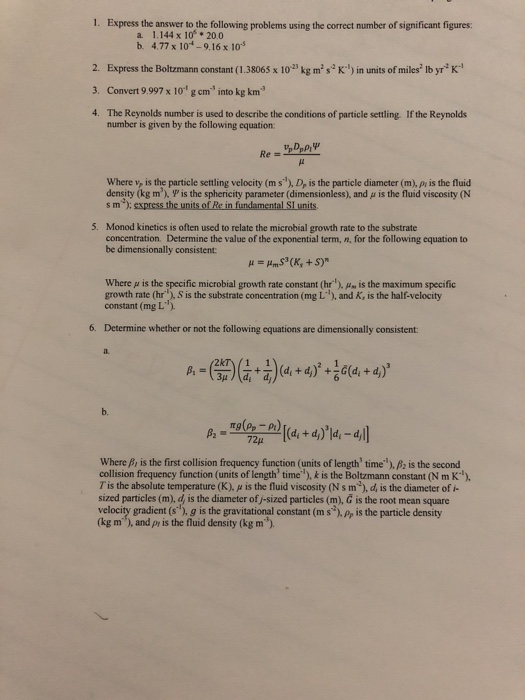 Solved 1. Express the answer to the following problems using | Chegg.com