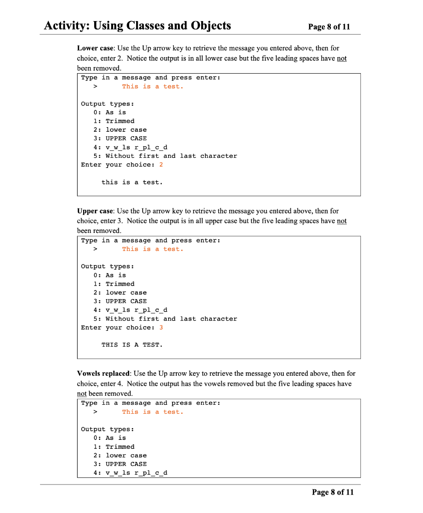 Solved Activity: Using Classes and Objects Page 1 of 11 | Chegg.com