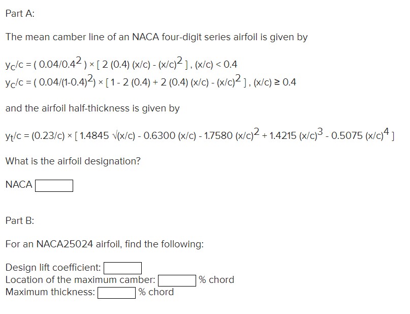 Solved Part A:The mean camber line of an NACA four-digit | Chegg.com