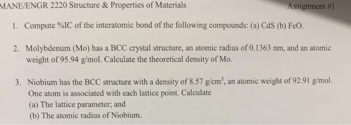 Solved MANE/ENGR 2220 Structure&Properties of Materials | Chegg.com