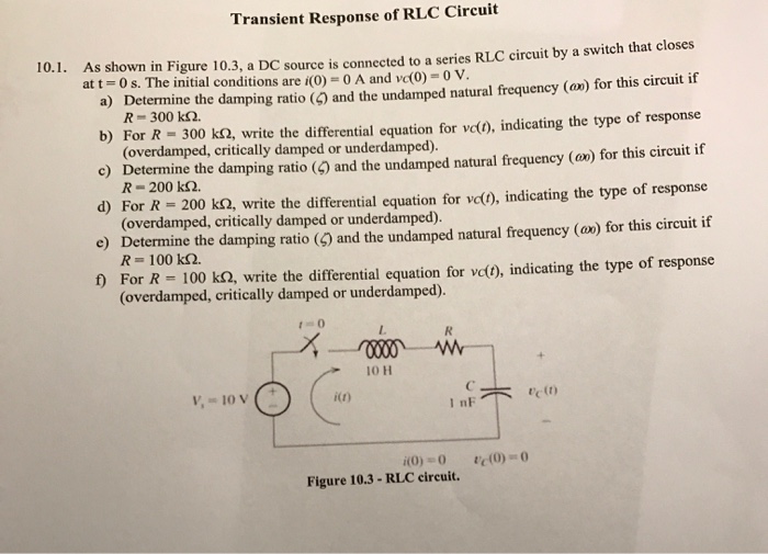 Solved and compare with theory, the transient response of | Chegg.com