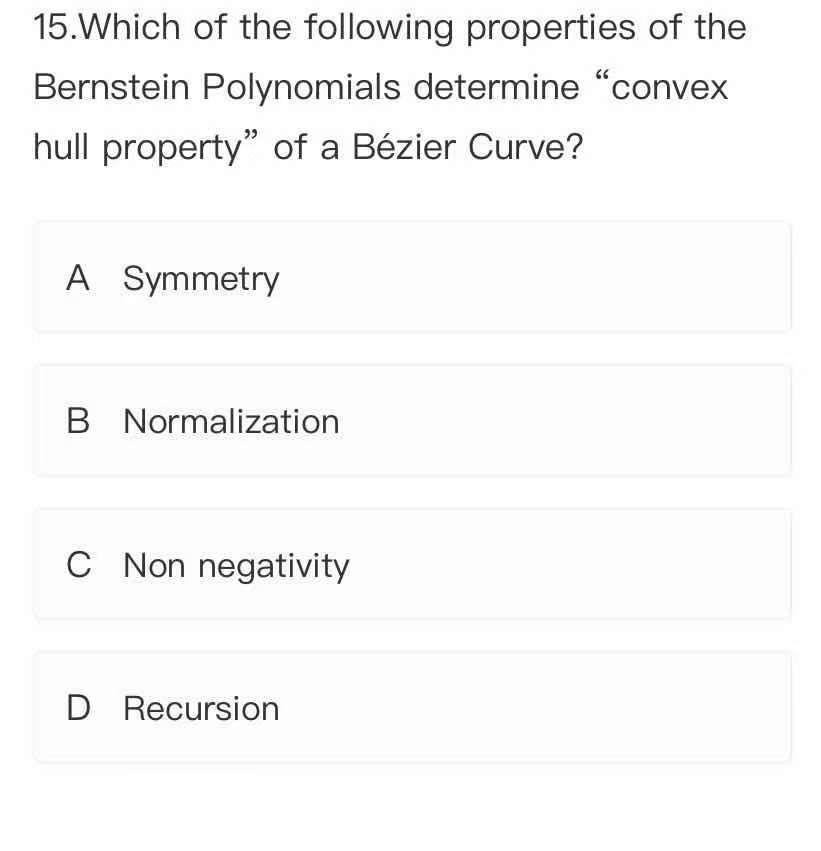 Solved 15.Which of the following properties of the Bernstein | Chegg.com