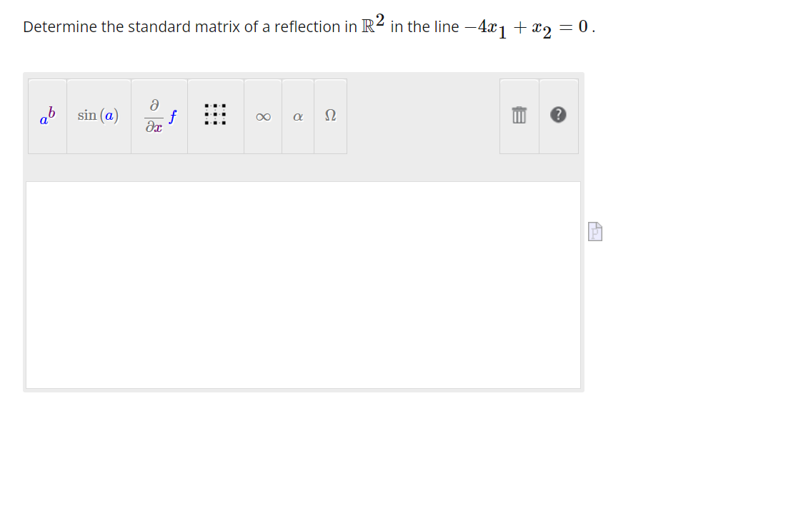 Solved Determine the standard matrix of a reflection in R2 | Chegg.com