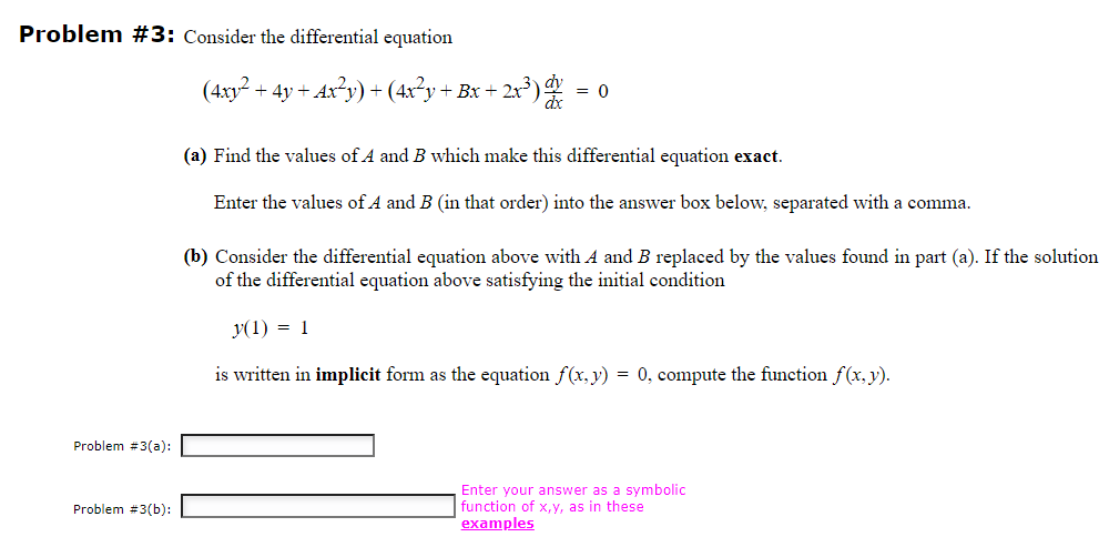 Solved Problem #3: Consider the differential equation | Chegg.com