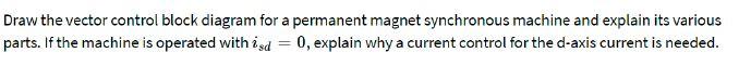 Solved Draw the vector control block diagram for a permanent | Chegg.com