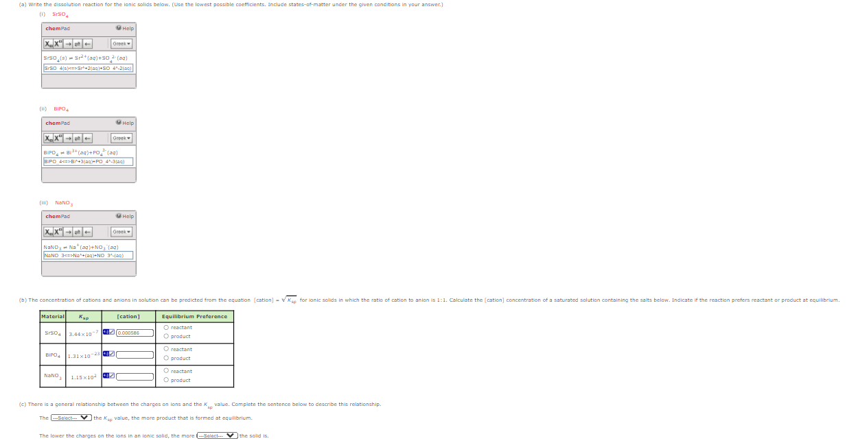 Solved (a) Write the dissolution reaction for the lonic | Chegg.com
