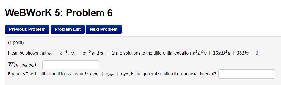 Solved Webwork 5 Problem 6 Previous Problem Problem List 