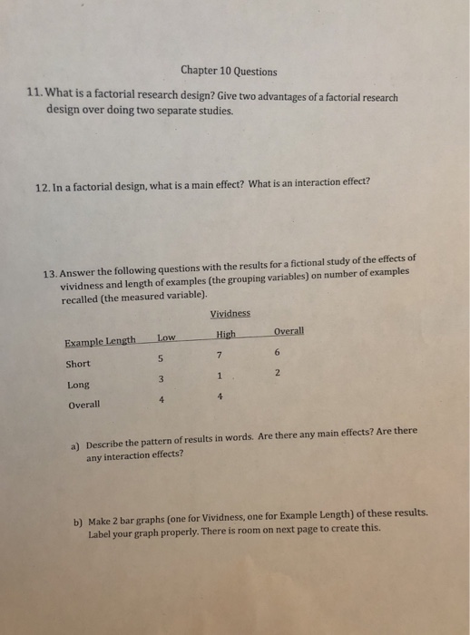 Solved Chapter 10 Questions 11. What is a factorial research | Chegg.com