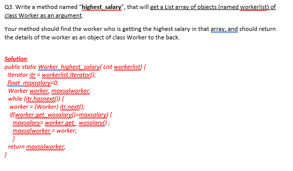 Solved Q3. Write a method named "highest salary", that will | Chegg.com