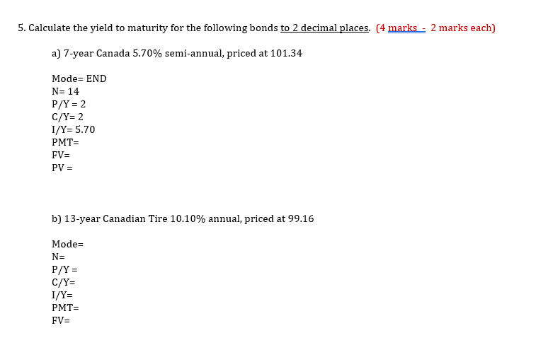 Solved 5. Calculate the yield to maturity for the following | Chegg.com