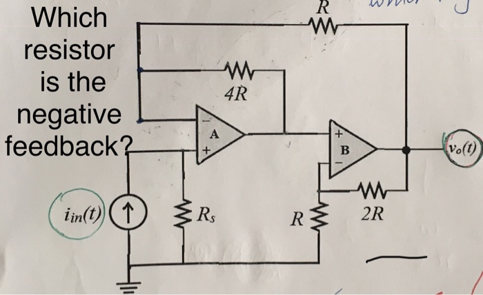 Solved Which resistor is the negative feedback? 4R | Chegg.com