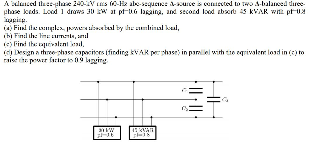Solved A balanced three-phase 240-kV rms 60-Hz abc-sequence | Chegg.com