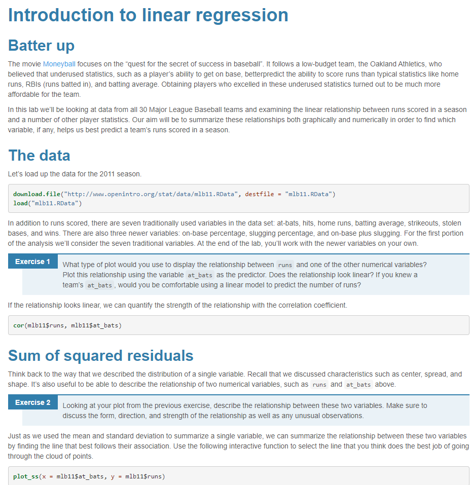 Introduction to linear regression Batter up The movie | Chegg.com