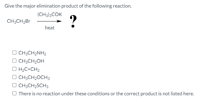 Solved Give the major elimination product of the following | Chegg.com